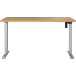 Schreibtisch Germania "Boras", silber (navarra, eiche, nachbildung, silber, silber, navarra, eiche, nachbildung), B:140cm H:120cm T:80cm, Tische, Schreibtisch, Breite 120/140/160/180 cm, Metallgestell, elektrisch h&ouml;henverstellbar