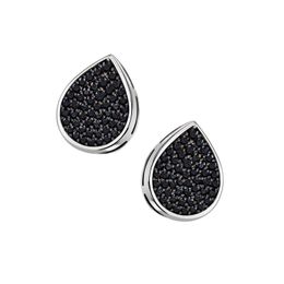 Paar Ohrstecker Jobo "Tropfen-Ohrringe", schwarz (schwarz, wei&szlig;), Ohrringe, Damen, Silber 925 (Sterlingsilber), 925 Silber mit 56 Zirkonia