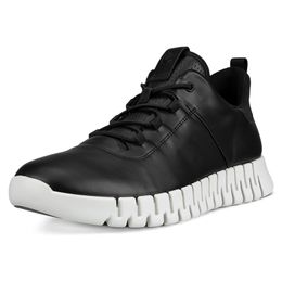 Sneaker Ecco "GRUUV M", Herren, Gr. 46, schwarz, Glattleder, Schuhe Sneaker, Freizeitschuh, Halbschuh, mit herausnehmbarer Dual-Fit-Innensohle