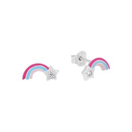 Paar Ohrstecker Prinzessin Lillifee "Sternschnuppe-Motiv", silber (silberfarben, rosa, pink, t&uuml;rkis, kristallwei&szlig;, kristallwei&szlig;), Ohrringe, M&auml;dchen, Silber 925 (Sterlingsilber), mit Zirkonia (synth.)