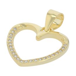 Adelia&acute;s Kettenanh&auml;nger ADELIA&acute;S "Anh&auml;nger &ndash; Herzanh&auml;nger aus 925 Silber mit Zirkonia", gold, Schmuckanh&auml;nger, Damen, Silber 925 (Sterlingsilber), Kettenanh&auml;nger, Zum Verschenken &ndash; passend f&uuml;r viele Anl&auml;sse