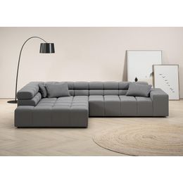 Ecksofa Home Affaire "Ancona, Ecksofa, incl. Kopfteilverstellung, Breite 319 cm, L-Form", grau, B:319cm H:70cm T:215cm, Struktur (85% Polyester, 15% Viskose);Luxus-Microfaser weich (98% Polyester, 2% Nylon);Velours (100% Polyester), Sofas, Ecksofa, wahlweise motorische Sitztiefenverstellung, auch in Cord + Easy Care