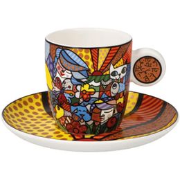 Espressotasse Goebel "Romero Britto - Garden", bunt, B:12cm H:6,5cm, Fine China-Porzellan, Trinkgef&auml;&szlig;e, Espressotasse, F&uuml;llmenge 0,1l