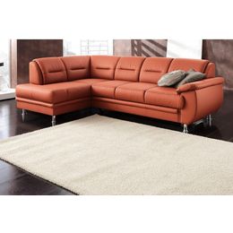 Sit & More Ecksofa SIT & MORE "Mailand L-Form, B: 250 cm", orange (terrakotta), B:250cm H:85cm T:164cm, Luxus-Kunstleder;Kunstleder Softlux;NaturLEDER (echtes Rindleder)/Korpus passendes Kunstleder Softlux;Luxus-Microfaser Altara Nubuck (100% Polyester), Sofas, Ecksofa, optional Bettfunktion,Ottomane,inkl 5 Jahre Herstellergarantie