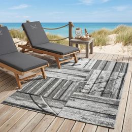 Teppich Sansibar "Rantum Beach SA-023", grau, B:80cm H:5mm L:165cm, Polypropylen, Teppiche, Teppich, Flachgewebe, modernes Design, Motiv Holzdielen, In- & Outdoor geeignet