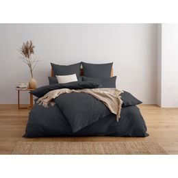Bettw&auml;sche OTTO HOME "Luisa", grau (anthrazit), B/L: 135cm x 200cm, 1 Stk., 1 Stk., Renforc&eacute;, B/L: 80cm x 80cm, 2 Stk., Renforc&eacute;, Obermaterial: 100% Baumwolle, Bettw&auml;sche, Bettw&auml;sche, ab Gr. 135x200, auch in PREMIUM Qualit&auml;ten erh&auml;ltlich, Streifen