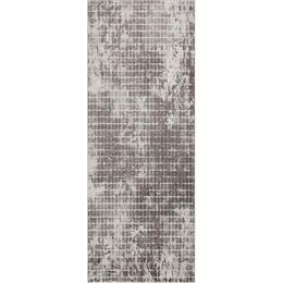 Teppich Carpet City "Noa 9328" Gr. 12, grau, B:80cm H:11mm L:300cm, Kunstfaser, Teppiche, Teppich, L&auml;ufer, Kurzflor, Modern, Weicher Flor, Pflegeleicht, Wohnzimmer