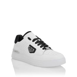 Sneaker Philipp Plein "Lo-Top Turnschuhe", Herren, Gr. 37, Normalschaft, 0102, wei&szlig;, schwarz, Schuhe Sneaker