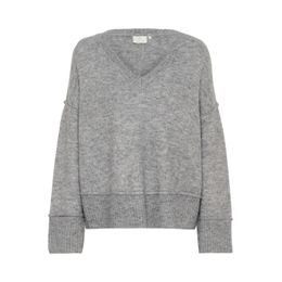Strickpullover Kaffe "Strickpullover KAfridana", Damen, Gr. M, grau (grau melange), Obermaterial: 45% Polyester PES. 38% Nylon NY. 10% Polyacryl PAN. 5% Wolle mw. 2% Elasthan EL., Pullover Strickpullover