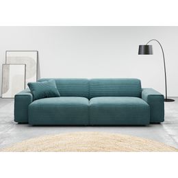 Big-Sofa Home Affaire "Glimminge auch in Breitcord, Feincord + Easy care-Bezug", blau (petrol), B:254cm H:71cm T:101cm, 12% Polyaxryl, 88% Polyester, Sofas, Big-Sofa, besondere Kedern&auml;hte Zierkissen