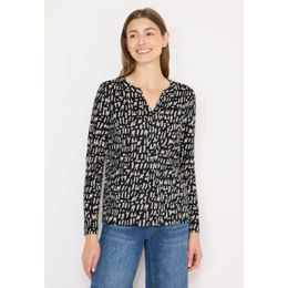 Langarmshirt Cecil, Damen, Gr. S (38), universal blau, Web, 50% Modal, 50% Baumwolle, gemustert, normal normal, Rundhals, abgesteppt, Shirts Langarmshirt, mit grafischem Muster