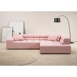 Ecksofa Home Affaire "Ancona, Ecksofa, incl. Kopfteilverstellung, Breite 319 cm, L-Form", rosa (ros&eacute;), B:319cm H:70cm T:215cm, Struktur (85% Polyester, 15% Viskose);Luxus-Microfaser weich (98% Polyester, 2% Nylon);Velours (100% Polyester), Sofas, Ecksofa, wahlweise motorische Sitztiefenverstellung, auch in Cord + Easy Care