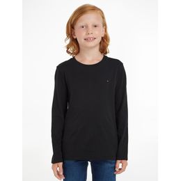 Langarmshirt Tommy Hilfiger "BOYS BASIC CN KNIT L/S", Jungen, Gr. 4/104, grau (anthrazit), Obermaterial: 100% Baumwolle, Basic schmal, Rundhals, Shirts Langarmshirt, Kinder Kids Junior MiniMe,f&uuml;r Jungen