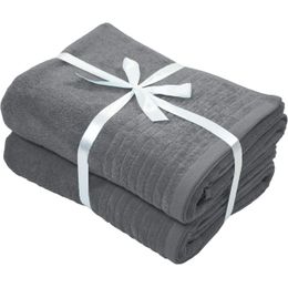 Saunatuch OTTO HOME "Sanremo Premium, Premium Handt&uuml;cher, 600 gr/m&sup2;, 80x200cm", grau (anthrazit), B:80cm L:200cm, Frottier, Obermaterial: 100% Baumwolle, Handt&uuml;cher, Bord&uuml;re, einfarbig, flauschig, weich, dicke Qualit&auml;t, 5 Jahre Garantie