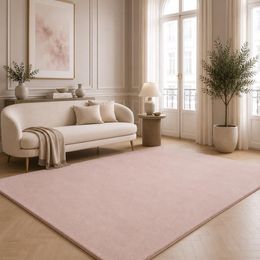 Teppich the carpet "kuschelig & Super Soft, Anti-Rutsch Unterseite", rosa (blush), B:80cm H:16mm L:300cm, Polyester, Teppiche, Teppich, Waschbar bis 30 Grad, Felloptik, Wohnzimmer Teppich, Kundenliebling