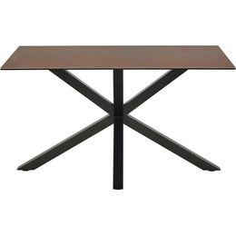 Esstisch ACTONA GROUP "Heaven mit Keramikplatte & stabilem Stahlgestell, mehrere Varianten", schwarz, rostbraun, B:135cm H:75,5cm T:80cm, Tische, Esstisch, Pflegeleichter Design-Esstisch &ndash; robust, stilvoll & langlebig