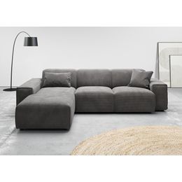 Ecksofa Home Affaire "Glimminge L-Form auch in Breitcord, Feincord + Easy care-Bezug", grau (dunkelgrau), B:264cm H:71cm T:191cm, 12% Polyaxryl, 88% Polyester, Sofas, Ecksofa, Breite 264, Zierkissen