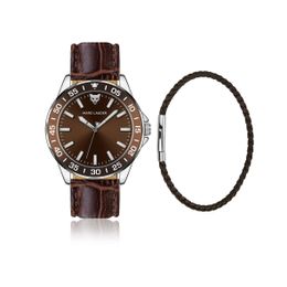 Quarzuhr MARC LAUDER "SME3-1", braun, Armbanduhren, Herren, Quarzuhr