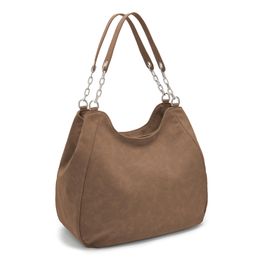 Schultertasche Vivance "Henkeltasche, Damentasche, Shopper, Einkaufstasche, Handtasche", Damen, Gr. B/H/T: 34cm x 30cm x 16cm, braun, Lederimitat, unifarben, Taschen Schultertasche, mit silberfarbenen Ketten-Details VEGAN