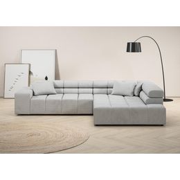 Ecksofa Home Affaire "Ancona, Ecksofa, incl. Kopfteilverstellung, Breite 319 cm, L-Form", silber, B:319cm H:70cm T:215cm, Struktur (85% Polyester, 15% Viskose);Luxus-Microfaser weich (98% Polyester, 2% Nylon);Velours (100% Polyester), Sofas, Ecksofa, wahlweise motorische Sitztiefenverstellung, auch in Cord + Easy Care