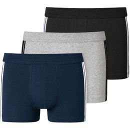 Boxer Schiesser "95/5", Herren, Gr. 4, blau (904, schwarz, dunkelblau, grau, melange), Single Jersey, Obermaterial: 95% Baumwolle, 5% Elasthan, meliert, unifarben, eng, Unterhosen, mit softem, tonalem Bund, kontraststarke Seitenstreifen