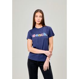 Rundhalsshirt Bench. "ELIO", Damen, Gr. 38, blau (navy), Jersey, Obermaterial: 100% Baumwolle, bedruckt, Rundhals, Shirts Rundhalsshirt, normale Passform, aus Baumwolle, mit Rundhalsausschnitt, pflegeleicht