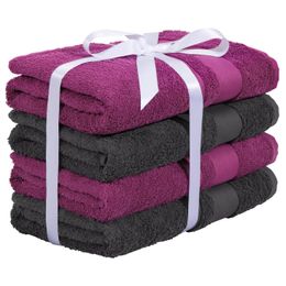 Duscht&uuml;cher OTTO HOME "Vanessa, 4 Duscht&uuml;cher, 70x140cm, in Standard- und Premium-Qualit&auml;t", lila (beere anthrazit), B:70cm L:140cm, Walkfrottee, Obermaterial: 100% Baumwolle, Handt&uuml;cher, Handt&uuml;cher mit Bord&uuml;re, 100% Baumwolle, einfarbig, weich