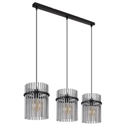 Globo LIGHTING Pendelleuchte "GORLEY", schwarz (schwarz matt), 3, 1 Stk., Leuchten, Design Glasst&auml;be, Deckenlampe, Wohnzimmer, Esszimmer, H&auml;ngeleuchte, Pendelleuchte