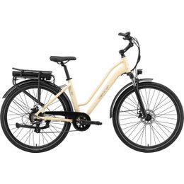 E-Bike MAXTRON "Maxtron Urban 7 E-Citybike 28 Zoll" Gr. 45, beige, schwarz, Elektrofahrr&auml;der, 45cm, 20 Zoll (50,80cm), Tiefeinsteiger f&uuml;r Damen