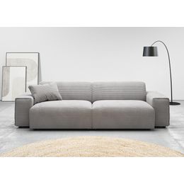 Big-Sofa Home Affaire "Glimminge auch in Breitcord, Feincord + Easy care-Bezug", grau, B:254cm H:71cm T:101cm, 12% Polyaxryl, 88% Polyester, Sofas, Big-Sofa, besondere Kedern&auml;hte Zierkissen