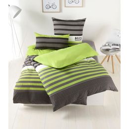 Bettw&auml;sche OTTO HOME "Majoran", gr&uuml;n, B/L: 200cm x 220cm, 1 Stk., 2 Stk., Linon, B/L: 80cm x 80cm & 80cm x 80cm, 3, Linon, Obermaterial: 100% Baumwolle, Bettw&auml;sche, Bettw&auml;sche, gestreifte Bettw&auml;sche, Marke H.I.S by OTTO home, Topseller