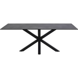 Esstisch ACTONA GROUP "Heaven mit Keramikplatte & stabilem Stahlgestell, mehrere Varianten", schwarz (schwarz, schwarz), B:200cm H:75,5cm T:100cm, Tische, Esstisch, mit einer schwarzen Keramik-Optik Tischplatte, Breite 200 cm
