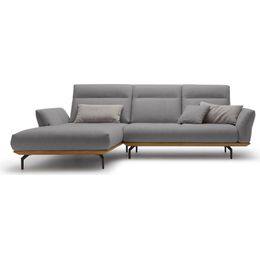 Ecksofa "CR.460 Designsofa, verstellbare R&uuml;ckenlehne, hochwertig & bequem", grau (lichtgrau, schwarzgrau 044, 34), B:298cm H:103cm T:183cm, Chenille COCO (72% Polyester 15% Baumwolle 13% Polyacryl), CREATION BY ROLF BENZ, Sofas, Ecksofa, Sockel in Nussbaum, Winkelf&uuml;&szlig;e in Umbragrau, Breite 298 cm
