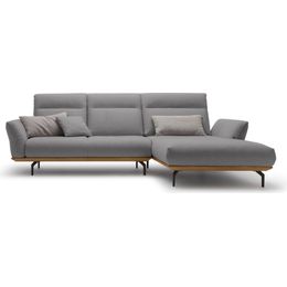 Ecksofa "CR.460 Designsofa, verstellbare R&uuml;ckenlehne, hochwertig & bequem", grau (lichtgrau, schwarzgrau 044, 34), B:298cm H:103cm T:183cm, Chenille COCO (72% Polyester 15% Baumwolle 13% Polyacryl), CREATION BY ROLF BENZ, Sofas, Ecksofa, Sockel in Nussbaum, Winkelf&uuml;&szlig;e in Umbragrau, Breite 298 cm