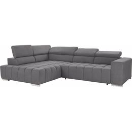 Ecksofa exxpo - SOFA FASHION "Elias, aktuelle Kreuzsteppung im Sitz, bequem, Breite 307cm, L-Form", grau (anthrazit), B:307cm H:94cm T:201cm, Struktur ( 100% Polyester), Sofas, Ecksofa, mit Kopf- bzw. R&uuml;ckenverstellung, wahlweise mit Bettfunktion