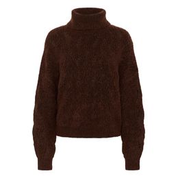 Strickpullover Culture "Strickpullover CUkimmy", Damen, Gr. S/M, braun (bitter chocolate melange), Obermaterial: 78% Polyester PES. 19% Polyacryl PAN. 3% Elasthan EL., Pullover Strickpullover