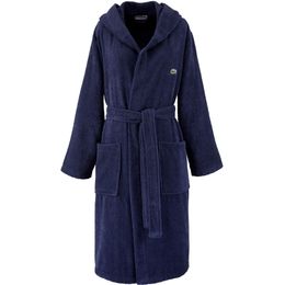 Bademantel Lacoste "LOPEN" Gr. M, blau (marine), M, Baumwolle, Hausm&auml;ntel, Bademantel, mit gesticktem Logo Krokodil, 100& Baumwolle