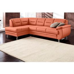 Sit & More Ecksofa SIT & MORE "Mailand L-Form, B: 250 cm", orange (terrakotta), B:250cm H:85cm T:164cm, Luxus-Kunstleder;Kunstleder Softlux;NaturLEDER (echtes Rindleder)/Korpus passendes Kunstleder Softlux;Luxus-Microfaser Altara Nubuck (100% Polyester), Sofas, Ecksofa, optional Bettfunktion,Ottomane,inkl 5 Jahre Herstellergarantie