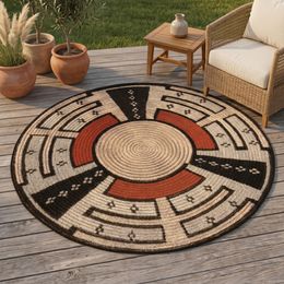 Teppich Gino Falcone "Outdoor-Africa 44", beige, H:5mm &Oslash;:240cm, Kunstfaser, Teppiche, Teppich, Flachgewebe, In- und Outdoor geeignet, Wohnzimmer