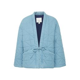 Wintermantel Ichi "Jacke IHHEVIRA", Damen, Gr. 40, blau (medium blau), Obermaterial: 100% Baumwolle CO., M&auml;ntel Wintermantel