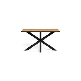 Esstisch ACTONA GROUP "Heaven mit Keramikplatte & stabilem Stahlgestell, mehrere Varianten", schwarz, wildeiche, B:135cm H:75,5cm T:80cm, Tische, Esstisch, Tisch, Tischplatte aus Keramik, Kreuzgestell, 135x80x75.5cm