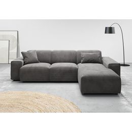 Ecksofa Home Affaire "Glimminge L-Form auch in Breitcord, Feincord + Easy care-Bezug", grau (dunkelgrau), B:264cm H:71cm T:191cm, 12% Polyaxryl, 88% Polyester, Sofas, Ecksofa, Breite 264, Zierkissen