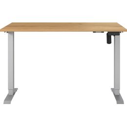 Schreibtisch Germania "Boras", silber (navarra, eiche, nachbildung, silber, silber, navarra, eiche, nachbildung), B:120cm H:120cm T:80cm, Tische, Schreibtisch, Breite 120/140/160/180 cm, Metallgestell, elektrisch h&ouml;henverstellbar