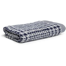 M&ouml;ve Duschtuch M&Ouml;VE "Brooklyn Glencheck", blau (nature deep sea), B:80cm L:150cm, Walkfrottier, Obermaterial: 85% Baumwolle, 10% Viskose, 5% Leinen, Handt&uuml;cher, Made in Germany