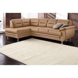 Sit & More Ecksofa SIT & MORE "Mailand L-Form, B: 250 cm", braun (caf&eacute;), B:250cm H:85cm T:164cm, Luxus-Kunstleder;Kunstleder Softlux;NaturLEDER (echtes Rindleder)/Korpus passendes Kunstleder Softlux;Luxus-Microfaser Altara Nubuck (100% Polyester), Sofas, Ecksofa, optional Bettfunktion,Ottomane,inkl 5 Jahre Herstellergarantie