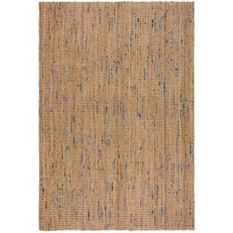 Teppich FLAIR RUGS "Jute Boucle", blau, B:160cm H:7mm L:230cm, Jute, Teppiche, Teppich, aus 100% Jute, mit Fransen, aus Naturfasern