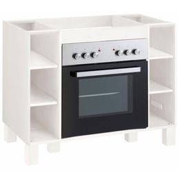 Herdumbauschrank Home Affaire "Oslo", beige (cremefarben), B:100cm H:83cm T:57cm, Massivholz, Schr&auml;nke, Herdumbauschrank, 100 cm breit, ohne Arbeitsplatte, mit 6 Einlegeb&ouml;den