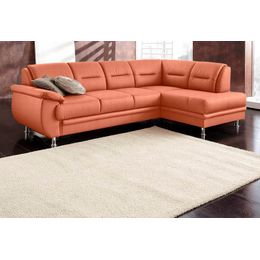 Sit & More Ecksofa SIT & MORE "Mailand L-Form, B: 250 cm", orange (terrakotta), B:250cm H:85cm T:164cm, Luxus-Kunstleder;Kunstleder Softlux;NaturLEDER (echtes Rindleder)/Korpus passendes Kunstleder Softlux;Luxus-Microfaser Altara Nubuck (100% Polyester), Sofas, Ecksofa, optional Bettfunktion,Ottomane,inkl 5 Jahre Herstellergarantie