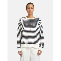 Smith & Soul Sweatshirt SMITH & SOUL, Damen, Gr. XL, marine, Sweatware, Obermaterial: 80% Baumwolle, 20% Modal, bedruckt, gestreift, relaxed fit normal, Rundhals, Rippb&uuml;ndchen, Sweatshirts Sweatshirt, mit Rundhals, Relaxed Fit