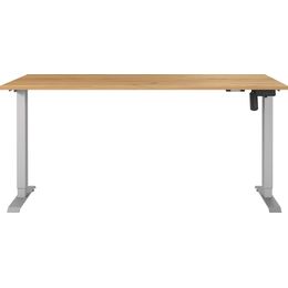 Schreibtisch Germania "Boras", silber (navarra, eiche, nachbildung, silber, silber, navarra, eiche, nachbildung), B:160cm H:120cm T:80cm, Tische, Schreibtisch, Breite 120/140/160/180 cm, Metallgestell, elektrisch h&ouml;henverstellbar